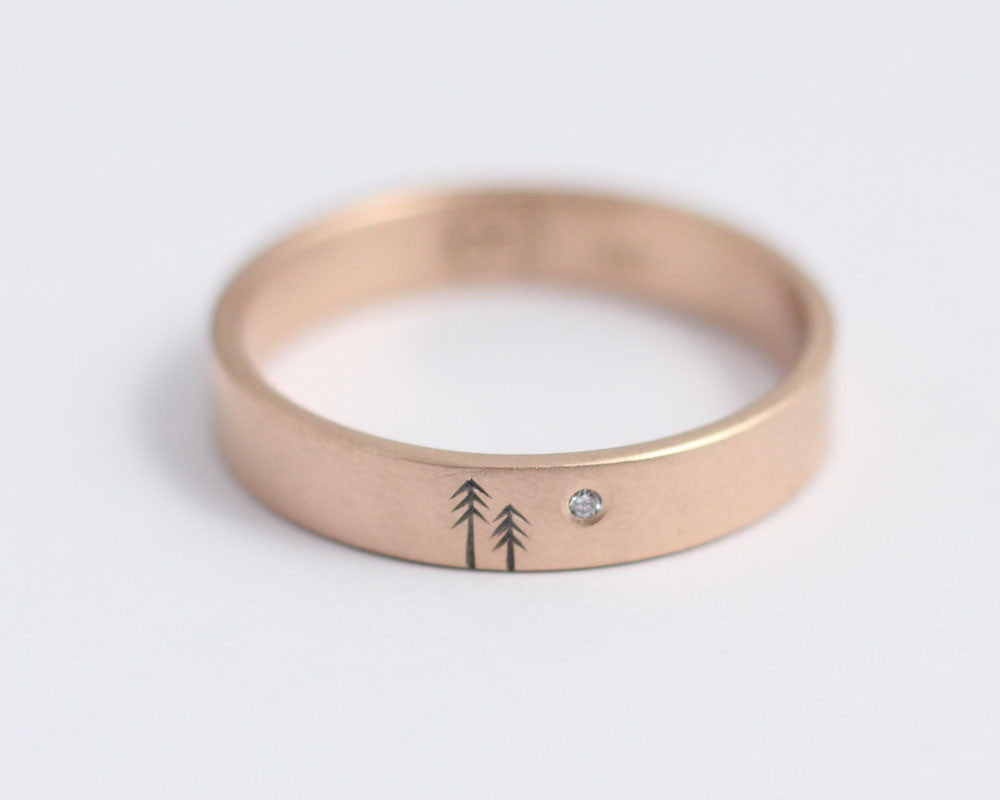 Woodland Ring with Single Diamond in Rose Gold - Medium – Ash Hilton ...